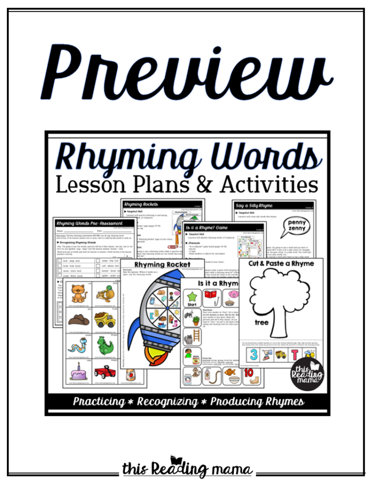 Rhyming Lesson Plans with Printables
